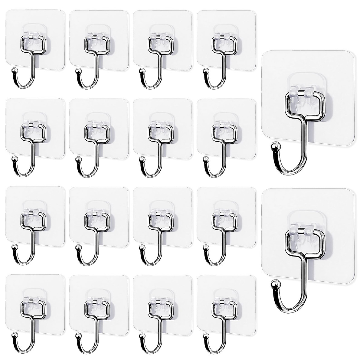 CZBZYMYYY Adhesive Utility Hooks, 18 Pack Wall Hooks for Hanging, Heavy Duty Large Hooks, Waterproof and Rustproof Sticky Hooks for Keys Shower Towel Robe Bathroom Home Kitchen&Office