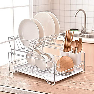XWWDP Metal Dish Drainer Drying Rack Removable Rust Proof Utensil Holde for Kitchen Counter Storage Rack (Color : D)