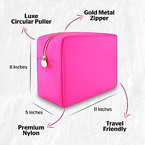 Large Makeup Bag, Nylon Makeup Pouch, Make Up Bag, Cosmetic Bag, Makeup Case, Travel Makeup Bag, Cosmetic Travel Bag, Makeup Bag Travel Cosmetic Bag, Makeup Organizer Bag, Pink Makeup Bag Large Pouch