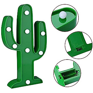 YiaMia LED Night Light LED Cactus Light Table Lamp Light for Kids' Room Bedroom Gift Party Home Decorations Green