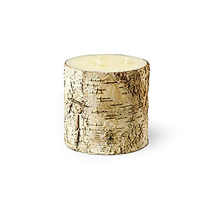 Serene Spaces Living Birch Bark Candle – Pillar Style Candle Brings Nature Indoors, Ideal for Weddings, Parties, Events, Restaurants, Home Decor, 6" in Diameter & 6" Tall