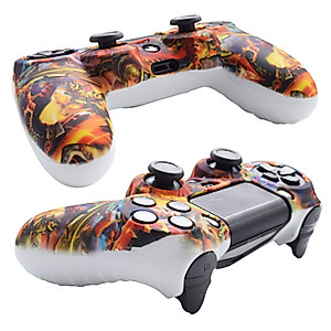 PS4 Controller Grip,Hikfly Skin Silicone Gel Controller Cover Case Protector Compatible for PS4/PS4 Slim/PS4 Pro Controller (1x Controller Cover with 8 x FPS Pro Thumb Grip Caps)(White Win)