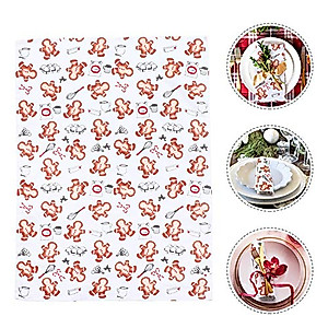 Hemoton Stocking Stuffers Christmas Dish Towel Absorbent Drying Gingerbread Man Dinner Tea Towels Xmas Holiday Table Dining Cotton Tea Towel Dish Cloth Napkin 70X50CM Red Napkins Paper