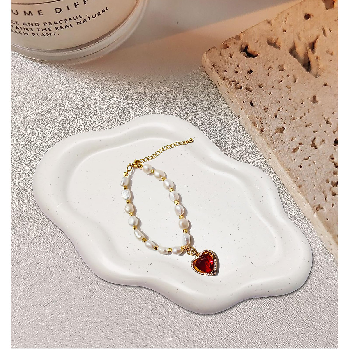Ceramic Jewelry Dish for Women, Jewelry Tray Trinket Dish, Cloud Tray Jewelry Plate, Watch Keys Tray Ring Dish Holder for Mother's Day/Christmas/Thanksgiving/Birthday Gift, Spotted White