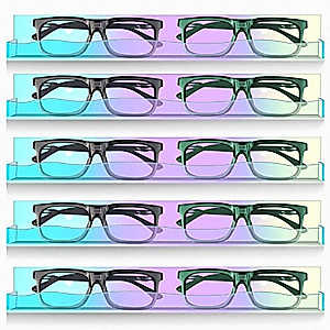 Yerliker 8 Pack Nail Polish Rack Wall Mounted Iridescent Shelf Rainbow Acrylic Organizer Floating Shelves Book Display for Space Save Room Bedroom Living Bathroom