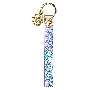 Lilly Pulitzer Durable Leatherette Strap Key Chain, Cute Wristlet Keychain Accessory with Metal Ring, Soleil It On Me