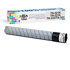 MADE IN USA TONER Compatible Replacement for use in Konica Minolta TN321K, TN322, TN221K, TN323K, bizhub C224, C284, C364, C224e, C284e, C364e, 227, 287, 367 (Black, 1 Cartridge)