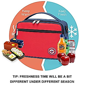 weiatas Kids Lunch Bag Small Insulated Lunch Box For Boys Girls Toddlers Back to School, Reusable Children Lunch Cooler Tote Bag with Removable Shulder Strap & Pocket (Red)
