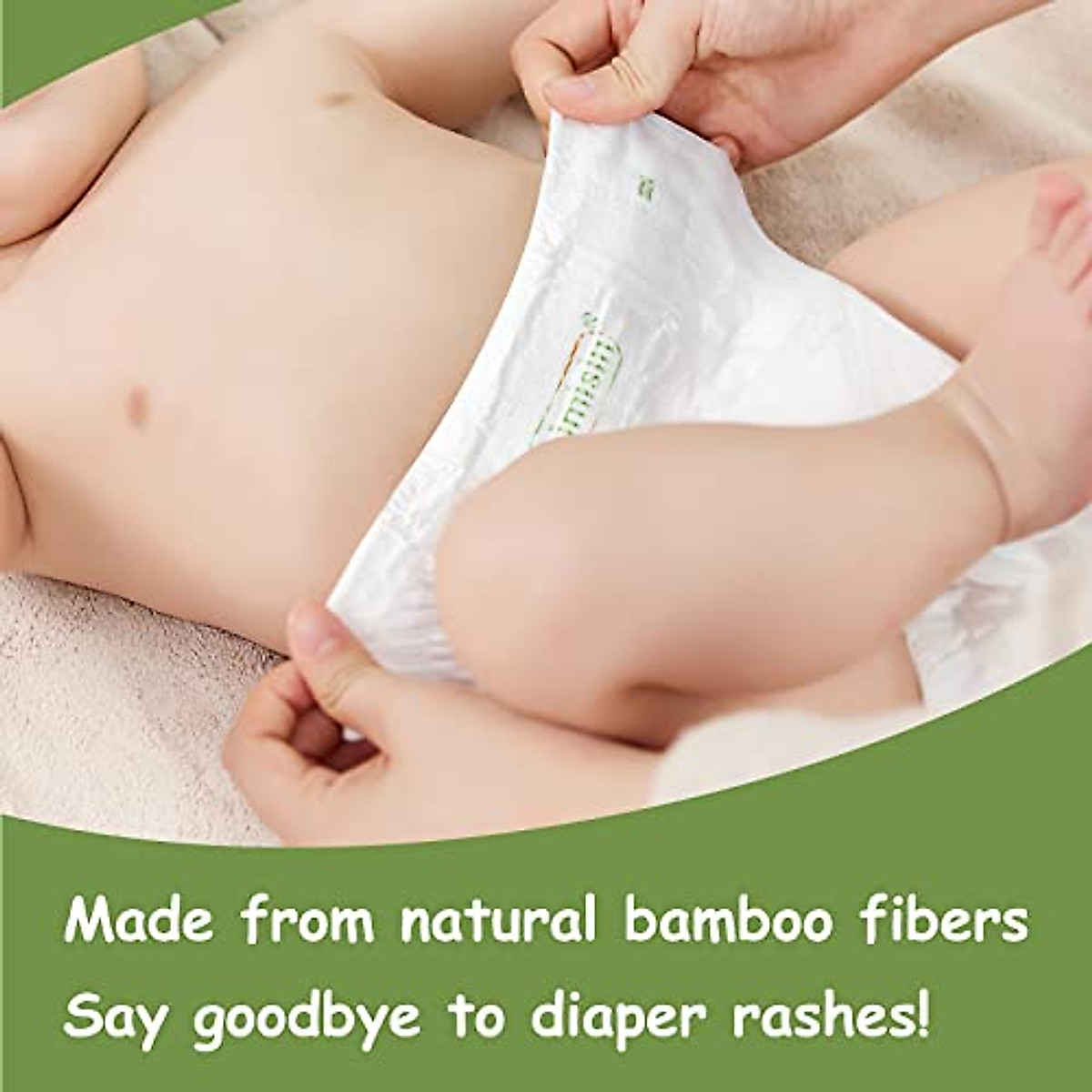 Aimisin Bamboo Disposable Baby Diapers Plant-Based Biodegradable Soft Absorbent Diapers for Babies Hypoallergenic for Sensitive Skin (S(5-16Lbs)-36ct)