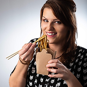 Eco-Friendly, Disposable 9 in Bamboo Chopsticks 100 Pk. Sleeved and Separated for Use in Chinese, Hibachi or Asian Restaurants. Splinter-Free Wrapped to Include with Carryout, Togo and Takeout Orders