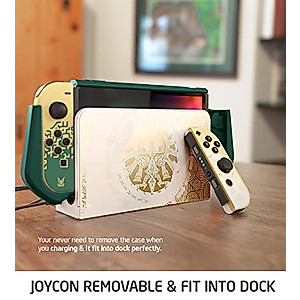 Mumba Dockable Case for Nintendo Switch OLED 2021, [Blade Series] TPU Grip Protective Cover Accessories Compatible with Nintendo Switch OLED 7 Inch and Joy-Con Controller (Viridian)