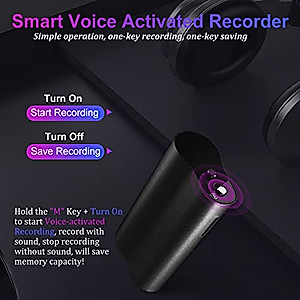 64GB+16GB Voice Recorder, Magnetic Voice Activated Recorder with 720 Hours Recording Capacity Small Voice Recorder Device with 500 Hours Battery Time - by Pverandio