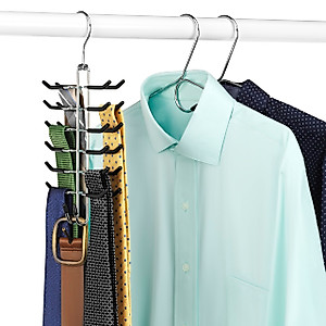 Whitmor Swivel Tie Hanger with Belt Loops Chrome / Black