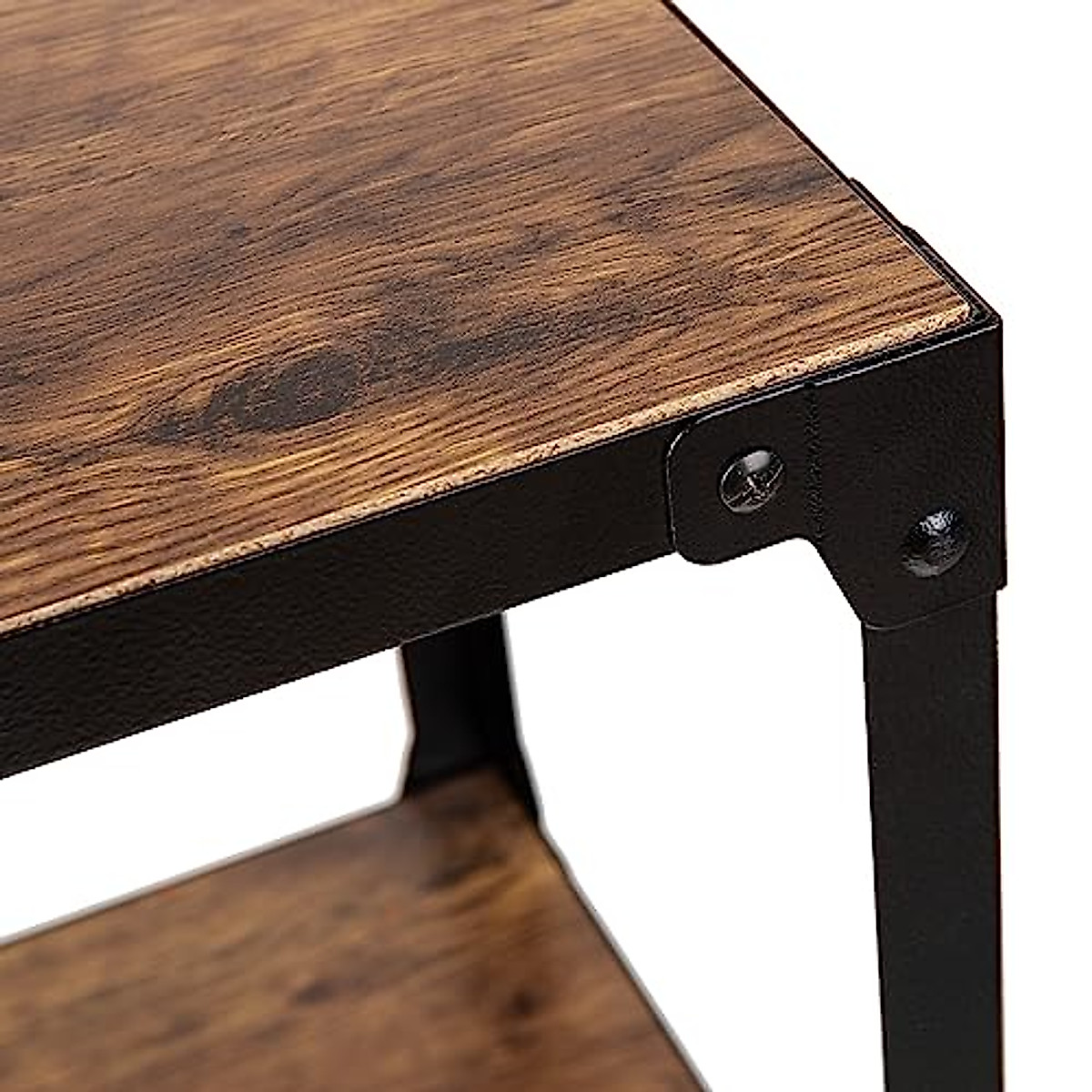 MIND READER Rolling Bar Cart [3 Tier] Kitchen Microwave Cart Island On Wheels, Coffee Station (Wood/Metal, Black/Brown)