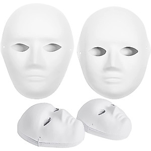CALPALMY 14 Pack 2 Sizes Paper Mache Masks - Create Artistic Craft Projects from Wall Decorations to Theater and Halloween Costumes; Party, Masquerade Parties and Classroom Art White
