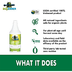 BugZooka's 32oz Spider Mite Killer, Super Concentrated, Spider Repellent, All-in-One Natural Insecticide, Miticide, Pesticide, Fungicide, 100% USDA & Lab Certified, Essential Oils, Made in USA (32 oz)