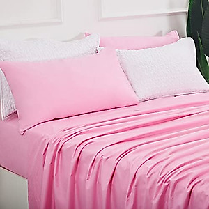 Best Season 400 Thread Count Cotton Queen Size Sheet Set (Pink Color) 4 Piece - 100% Long Staple Cotton Sheets Set, Soft Cotton Bed Sheets Sets with Deep Pocket fit Upto 16 inch