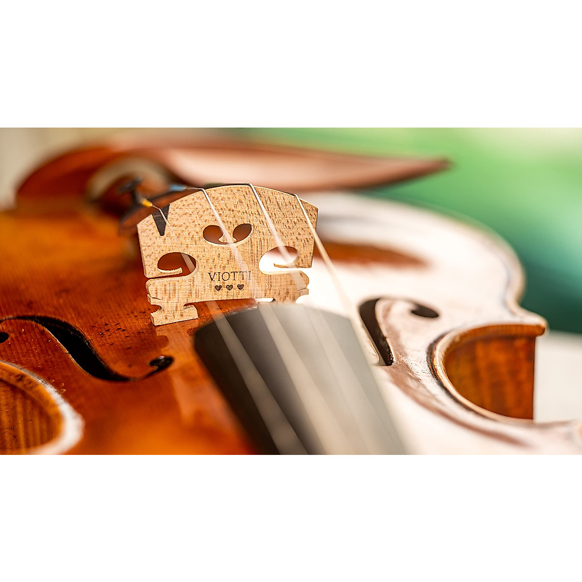 Viotti Violin Bridge 4/4: Finer Grade Solid Maple Violin Bridge, Pre-Cut & Pre-Fitted to Fit Most 4/4 Violins, Crafted by Highly Skilled Experts for Sharper Sound, Volume, Beauty & Clarity