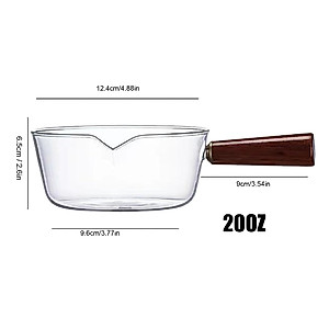 Clear Glass Saucepan, Heat-resistant Mini Simmer Pot with Wood Handle, Glass Cookware Set Ramen Pot Cooktop Safe for Pasta Noodle, Soup, Milk, Baby Food(20OZ/500ML)