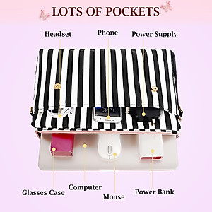 MATEIN Briefcase for Women, 15.6 Inch Convertible Laptop Briefcase Backpack with Bow, Cute Kawaii Computer Messenger Crossbody Laptop Tote Bag Carrying Case Gift for College Work Travel 3 in 1, Pink