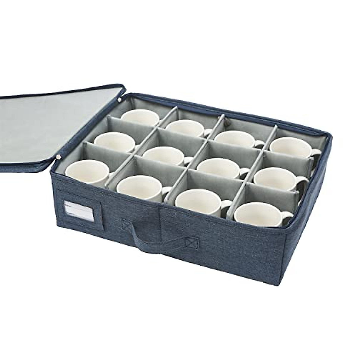 Sattiyrch Cup and Mug Storage Box, Holds 12 Coffee Mugs and Tea Cups, Fully-Padded Inside with Sturdy Dividers