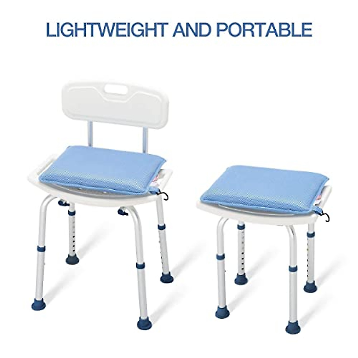 GreenChief Cushion for Shower Waterproof, Seat Foam Cushion with Hook, Bath Seat Cushion Mat, Bathtub Chair Pad, Shower Cushion for Elderly, Senior, Disabled (Blue)