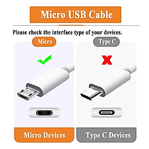 SGUUVAY 2Pack 6.6ft Micro-USB Charger Charging Cords for Samsung Galaxy Tab A, E, 3, 4, S, S2 10.1" 8.0" 9.7" 7.0" SM-T280/387/550/580/350 Tablet Charging Cables