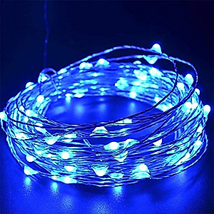 MAOKOT Solar Powered String Lights, 1Pack 72FT 200 LED Blue Solar String Lights, 8Modes Waterproof Outdoor Solar Lights for Gate Yard Garden Christmas Decorations (Blue)