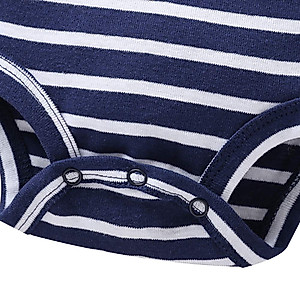 amropi Baby Boys Bodysuit Short Sleeve 5-Pack Cotton Rompers Outfits 6-9 Months, Yellow/Navy/White