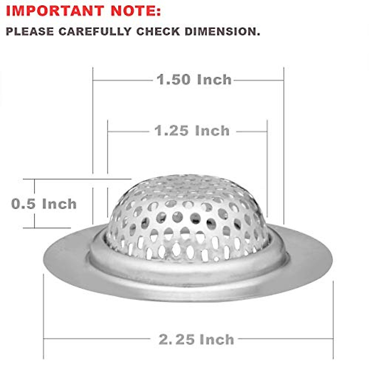 2 Pack - 2.25" Top / 1.25" Basket, Rust Proof Stainless Steel Bathroom Sink, Lavatory, Slop and Utility Sink Hair Catcher Drain Strainer Hair