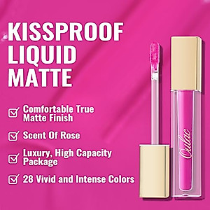 Oulac Matte Barbie Pink Lipstick for Women, Liquid Long Lasting Lip Stick Waterproof, Smudge-Proof, Creamy High Pigmented Formula with Rose Oil, Vegan & Cruelty-Free,Pink M06