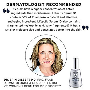 Vichy LiftActiv Supreme Serum 10, Hyaluronic Acid Serum for Face, Face Hydrating Serum & Anti Aging Serum, Reduce Fine Lines and Wrinkles, Moisturizing for Sensitive Skin