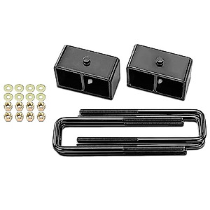 YHTAUTO 3 inch Rear Leveling Lift w/Hardware Kit Fits 1999-2019 Chevy & GMC Models, Silverado/Sierra 1500, RWD/4WD, Extended Square U-Bolts with Lift Blocks Suspension Leveling Lift Kit Set of 6