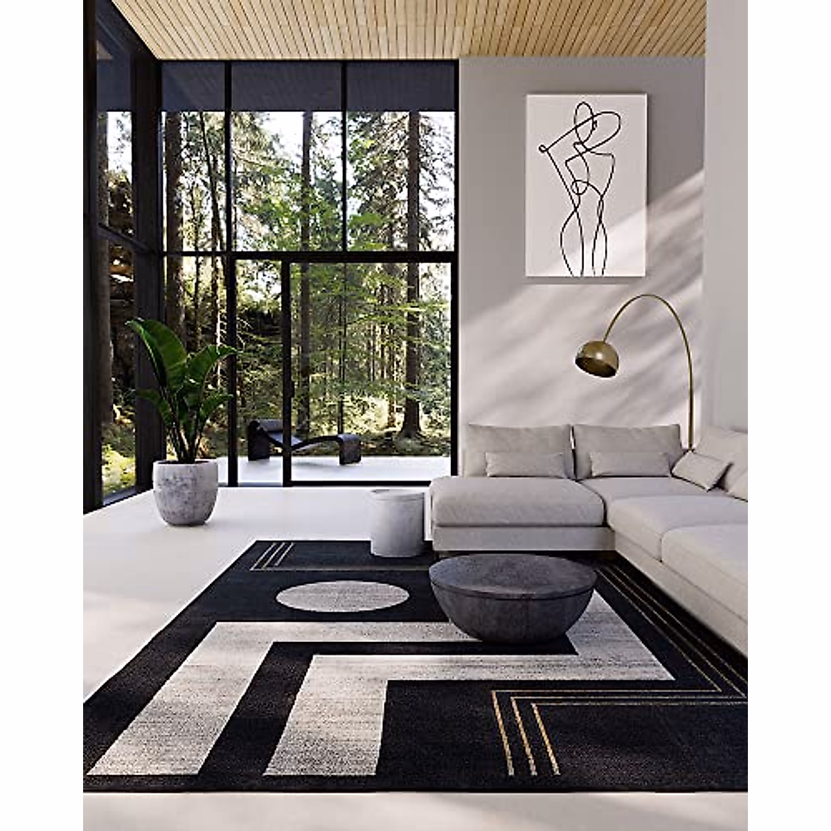 Momeni Edition Geometric Polyester Charcoal Area Rug, 7'9" x 9'10" Sized Rug for Living Room, Bedroom, Dining Room, and Kitchen
