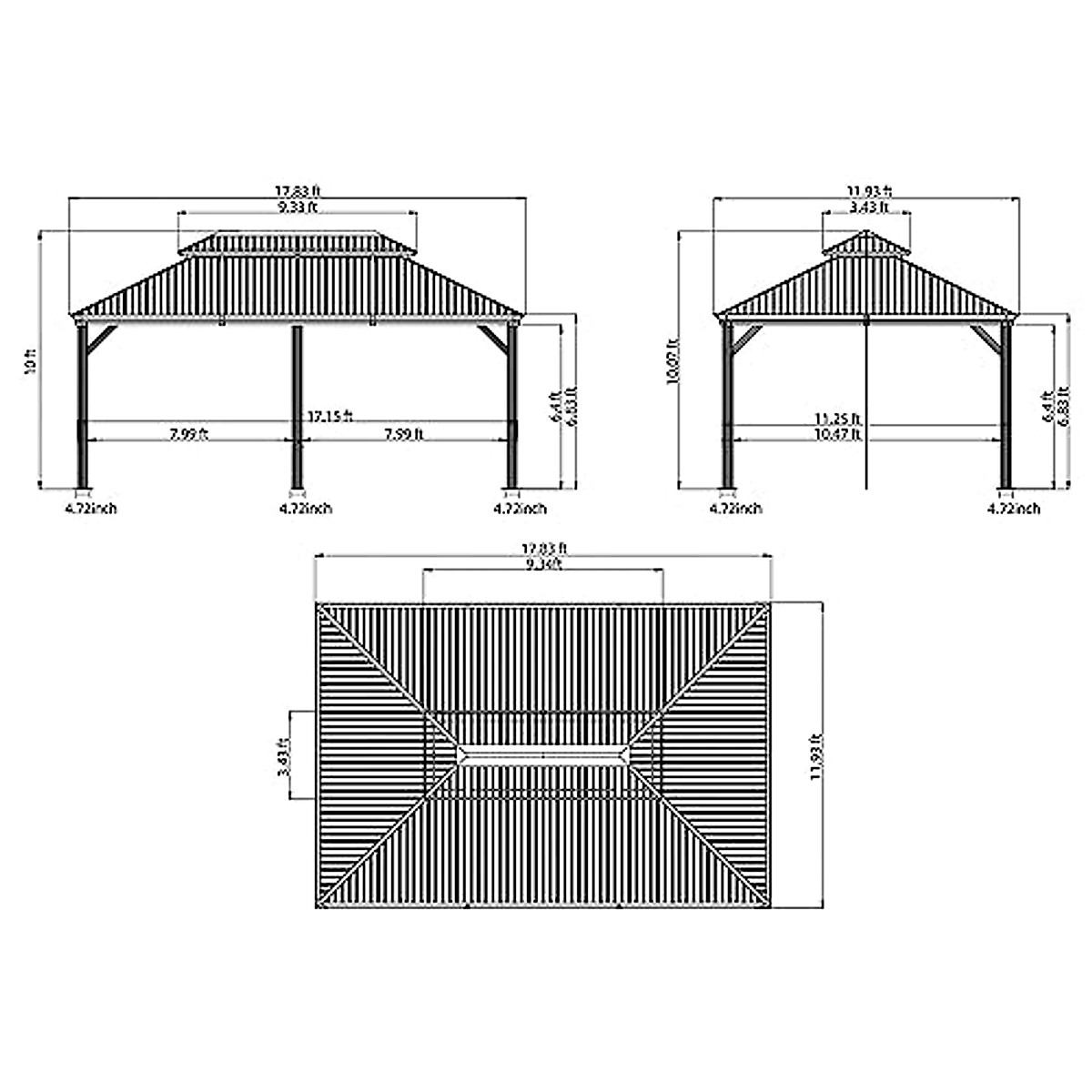 Evedy Hardtop Gazebo12X18FT,Wooden Coated Aluminum Frame Canopy with Curtains and Netting,Outdoor Permanent Metal Pavilion with Galvanized Steel Double Roof (Wood-Looking),for Patio, Deck and Lawn