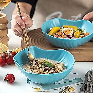 Bruntmor Kitchen Utensil Holder for Countertop, 5.6" Ceramic Utensil Organizer | Set Of 4 Utensil Crocks Countertop Matte Glazed Modern Kitchen Decor For Counter, Easy to Clean, Blue