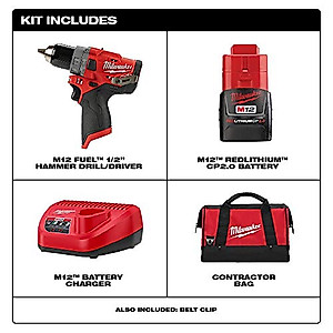 Milwaukee 2504-21 M12 FUEL CP Brushless Lithium-Ion 1/2 in. Cordless Hammer Drill Driver Kit (2 Ah)