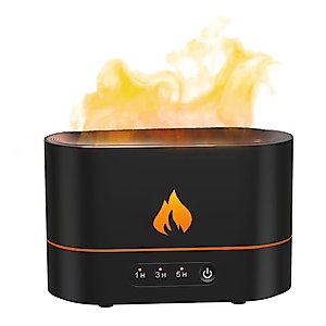 Flame humidifier for bedroom, Essential oil diffuser cool mist humidifiers for home mini air small personal humidifier, 200 ml Lasts Up to 10 Hours