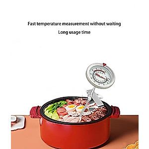 QIJING 12 inch Food Thermometer Instant readout, Long Handle with Stainless Steel Clip, no Batteries Required, Frying Thermometer for Grill, Grill Meat, Milk Foam