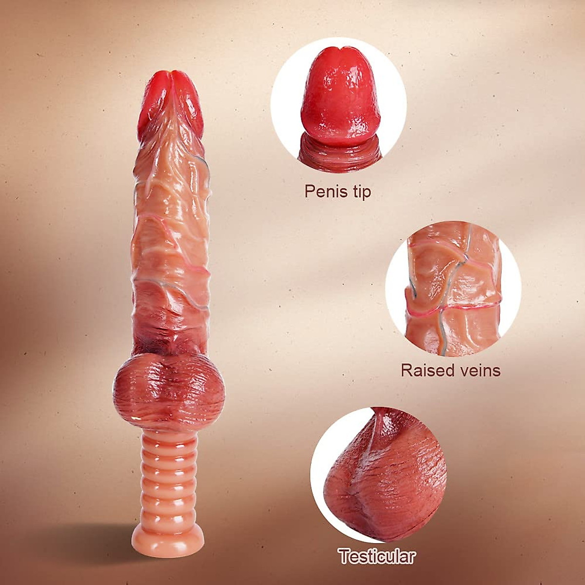 9.6-Inch Handel Realistic Dildo, Silicone Penis Adult Sex Toy with Lifelike Texture, Veins, and Glans, Flexible Shaft with Curved Shape and Testicles for Vaginal G-spot and Anal Prostate Stimulation.