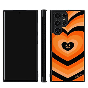Halloween Hearts Personalized Black Rubber Phone Case Compatible With Samsung Galaxy S25 S25+ S25 Ultra S24 S24+ S24 Ultra S24FE, S23 FE S23+ Ultra S22 S22+
