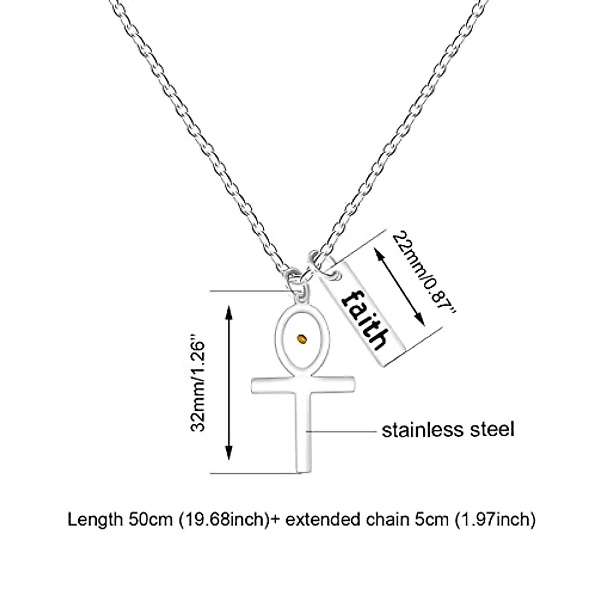 Uloveido Stainless Egyptian Ankh Cross Necklace Faith Jewerly Mustard Seed Pendant Christian Graduation Gifts Y559 (Oval Cross)