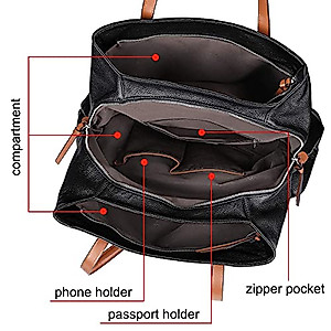 S-ZONE Women Soft Genuine Leather Tote Handbag Large Capacity Shoulder Hobo Bag Travel