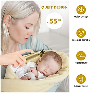 Professional Electric Pro Li Outliner, 0mm Baldheaded Hair Clippers for Men Barber Grooming Cordless Rechargeable Close Cutting T-Blade Trimmer Haircutting Beard Shaver Barber (Gold)