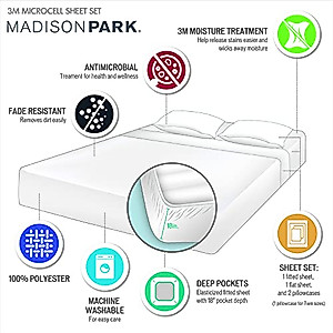 Madison Park 3M Microcell Color Fast, Wrinkle and Stain Resistant, Soft Sheets with 16" Deep Pocket All Season, Cozy Bedding-Set, Matching Pillow Case, 4 pieces, Queen, Blush