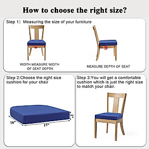 Topotdor Outdoor Chair Cushions for Patio Furniture, Waterproof Patio Chair Cushions Set of 2, Indoor/Outdoor Round Corner Chair Seat Cushion with Ties, 17"x16"x2", Blue