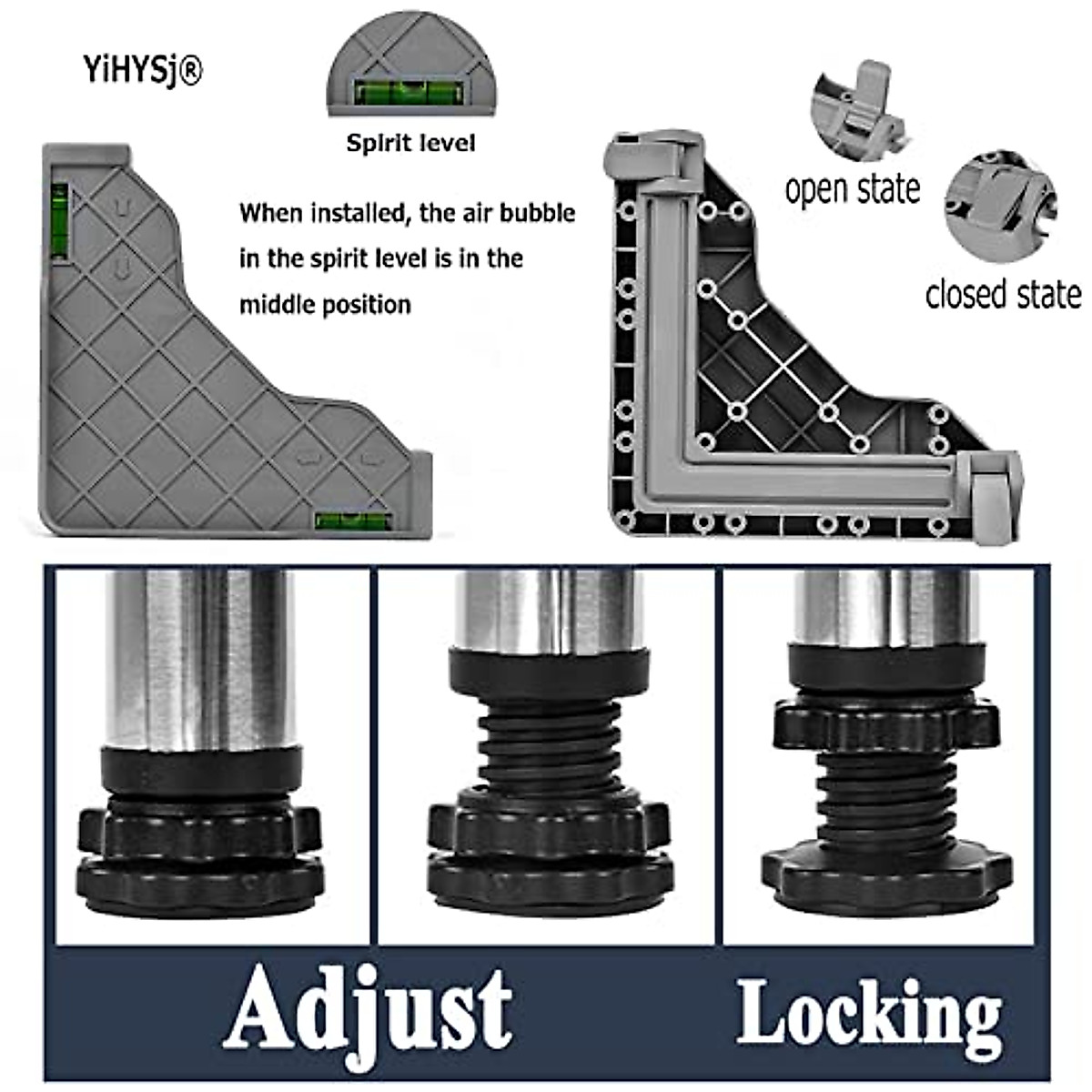 Anti-Skid Washing Machine Base Fridge Stand Multi-Functional Adjustable Base Washer and Dryer Stand Appliance Refrigerator Pedestal Stand with 4/8/12 Stainless Steel Feet