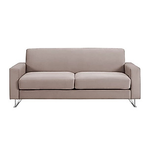 Elle Decor Baylie Mid-Century Modern Sofa with Chrome Sleigh Legs, Accent Living Room Couch with Plush Upholstery, Easy to Assemble, 80", French Taupe Velvet
