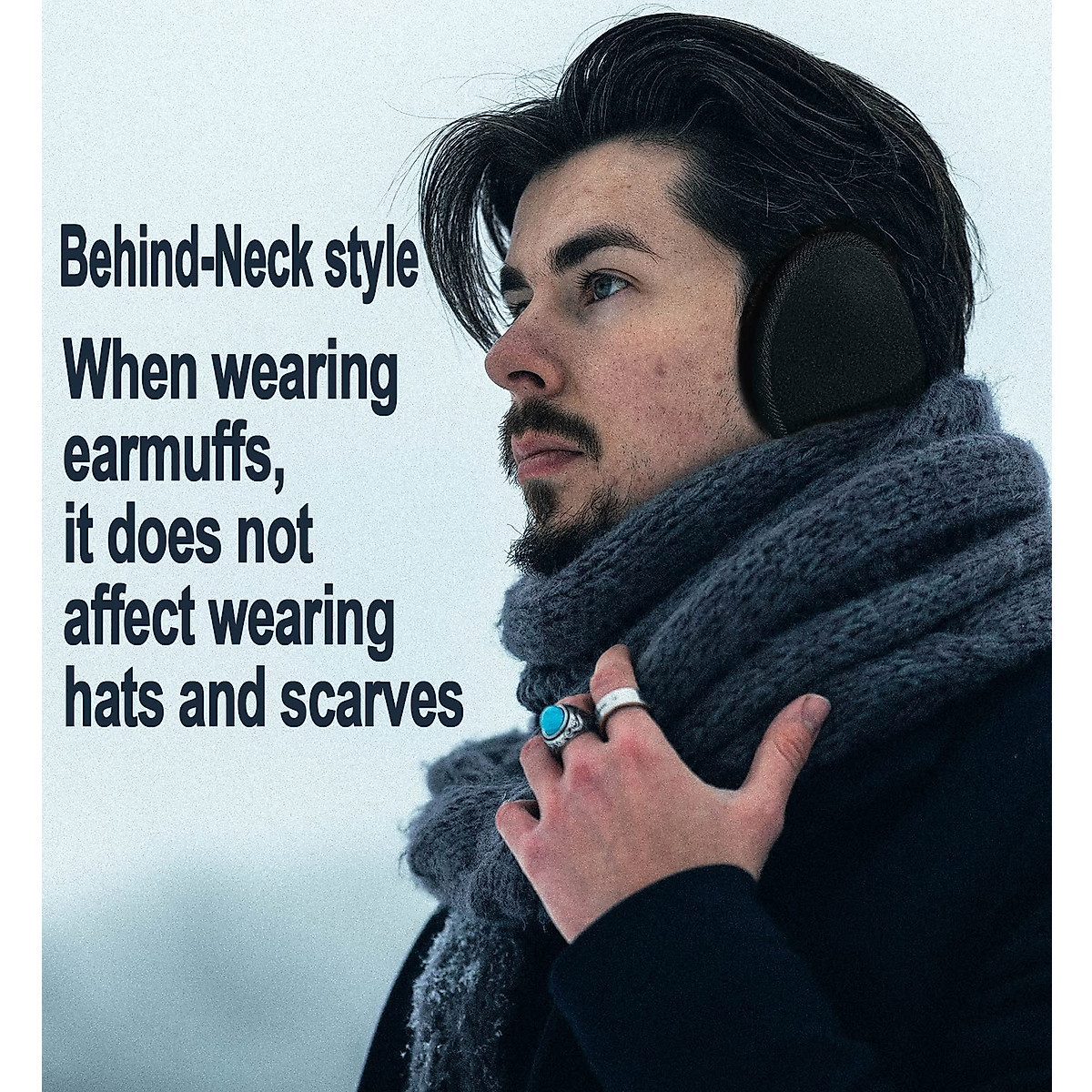 sazujinwu Winter Earmuffs for Men Unisex Fold Fleece Ear Muffs Women`s Ear Warmer Back Neck Earmuff