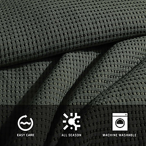 Kenneth Cole - King Duvet Cover Set, Soft Waffle Textured Bedding with Matching Shams, Cozy Home Decor with Button Closure, Oeko-Tex Certified (Solid Waffle Green, King)